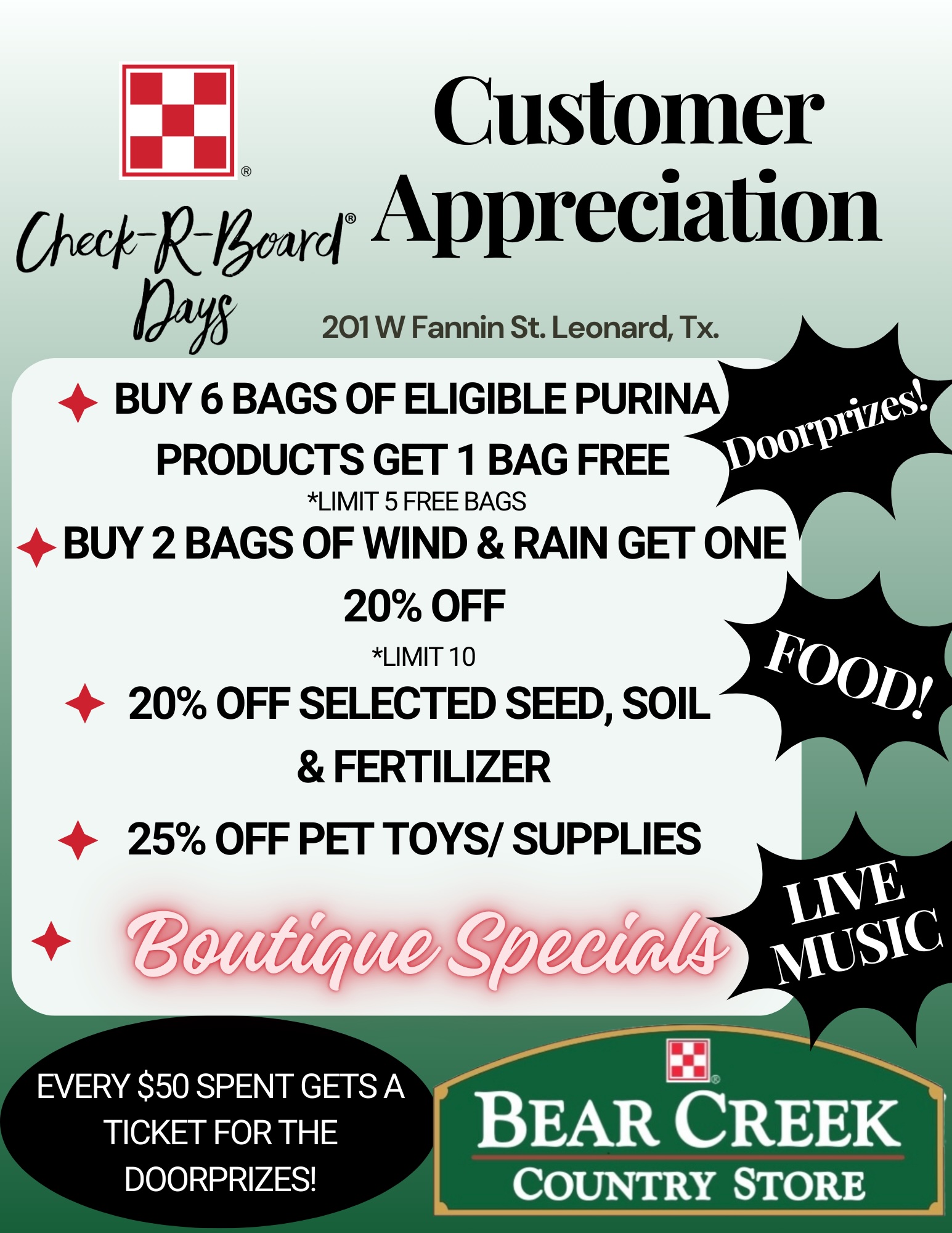Check-R-Board Customer Appreciation Day - Bear Creek Country Store