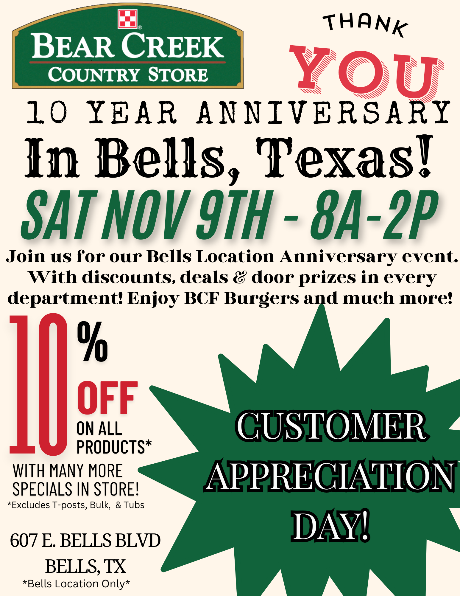 Bells Store Customer Appreciation Day & 10 Year Anniversary - Bear ...